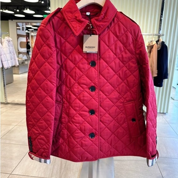 Burberry | Jackets & Coats | Burberry Frankby Quilted Jacket Red | Poshmark